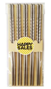 happy sales hscss4, 10 pc chopstick stainless steel chopsticks 5 pairs spiral