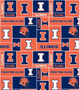 college university of illinois fighting illini print fleece fabric by the yard