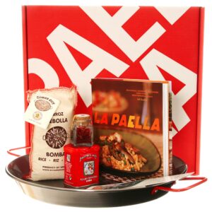 la paella gift set with 14-inch carbon steel pan,silver