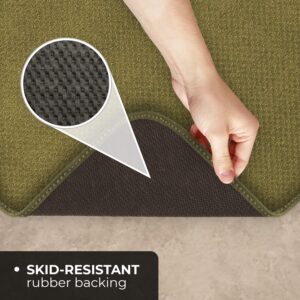 House, Home and More Skid-Resistant Carpet Indoor Area Rug Floor Mat - Olive Green - 2 Feet X 3 Feet