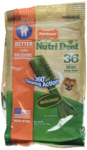 nylabone nutri dent mini dental chews- 36 count, 6.3 oz, ( 2 pack)