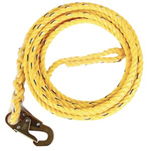 guardian fall protection 01340 vl58-50 standard 5/8 inch thick rope with snaphook end, 50-foot , yellow