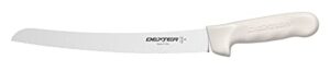 sani-safe s147-10sc-pcp 10" white scalloped bread knife with polypropylene handle, multicolor