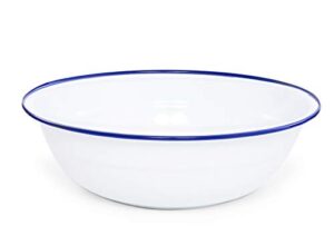 enamelware medium basin, 8 quart, vintage white/blue (single)