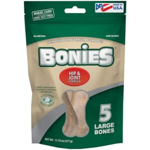 bonies hip & joint health multi-pack regular large dogs 25 or more lbs - natural dog treat - low calories - chicken flavor - 5 bones