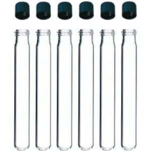 6 pack - 5-inch, 16x125mm pyrex glass test tubes with screw caps