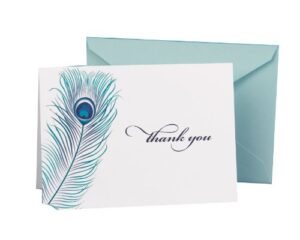 hortense b. hewitt 50-count peacock feather thank you note cards