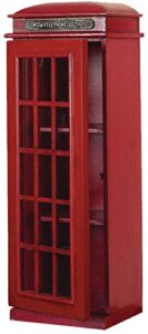 deco 79 wooden telephone room storage unit vintage london booth 2 shelf storage cabinet, accent cabinet 11" x 9" x 30", red