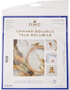 dmc dc90 water soluble cross stitch canvas, 8 by 8-1/2-inch, white, 14 count