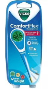 vicks comfortflex digital thermometer – accurate, color coded readings in 8 seconds - digital thermometer for oral, rectal or under arm use