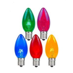 novelty lights 25 pack c9 twinkle outdoor christmas replacement bulbs, multi, e17/c9 intermediate base, 7 watt…