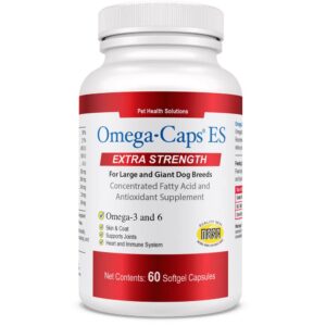 omega-caps extra strength for large breeds-vet formulated for healthy radiant skin & coat while reducing excess shedding. contains omega 3 for immune system support, easy to dose, 60 soft gel capsules