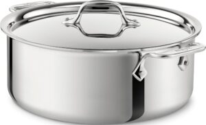 all-clad d3 3-ply stainless steel stockpot 6 quart induction oven broiler safe 600f pots and pans, cookware silver