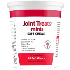 joint treats minis for smaller dogs - vitamins, minerals, antioxidants, omega-3 fatty acids epa, dha - maximum joint health supplement for dogs - 120 soft chews