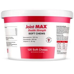 joint max double strength soft chews for dogs - vitamins, minerals, antioxidants - glucosamine, chondroitin - beef flavor - maximum joint health supplement - 120 chews