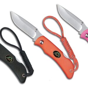 OUTDOOR EDGE MiniGrip - Mini Folding EDC Pocket Knife with 2.2" Stainless Steel Blade, Rubberized Nonslip TPR Handle and Lanyard Attachment (Orange)