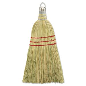 unisan 951wc corn fiber metal cap whisk broom with ring and wood handle, 6" head width, 10" overall length, natural (case of 12)