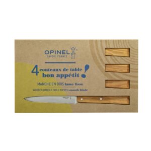 opinel set of 4 bon appetit steak knives - southern olive wood