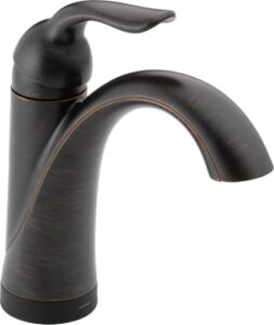 delta faucet lahara bronze bathroom faucet, single hole bathroom faucet, single handle, diamond seal technology, drain assembly, venetian bronze 538t-rb-dst