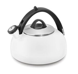 cuisinart ctk-eos2w peak 2-quart teakettle, make 2-quarts of boiling water in this classic tea kettle, whistle sound to signal water is ready, white