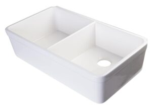 alfi brand ab512 32-inch double bowl fireclay farmhouse kitchen sink with 1 3/4-inch lip, white