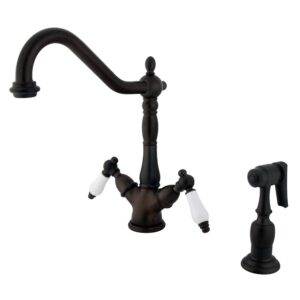 kingston brass ks1235plbs heritage kitchen faucet, 8-9/16", oil rubbed bronze