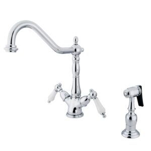 kingston brass ks1231plbs heritage kitchen faucet, 8-9/16", polished chrome