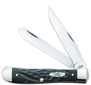 case wr xx pocket knife rough black jigged synthetic trapper item #18221 - (6254 ss) - length closed: 4 1/8 inches