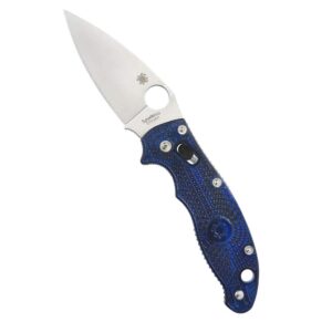 spyderco manix 2 lightweight signature knife with 3.37" cts bd1 steel blade and translucent blue frcp handle - plainedge - c101pbl2