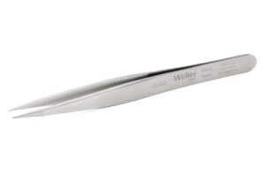 weller erem oosa stainless steel straight fine point anti magnetic tweezer, 4.75" overall length