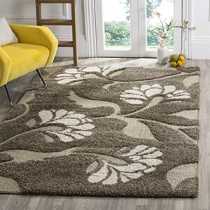 safavieh florida shag collection accent rug - 4' x 6', smoke & beige, floral design, non-shedding & easy care, 1.2-inch thick ideal for high traffic areas in foyer, living room, bedroom (sg459-7913)