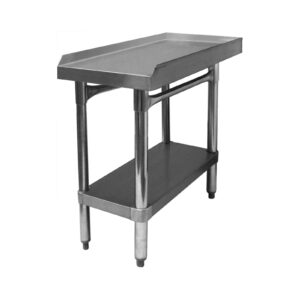 gsw commercial equipment stand with stainless steel top, 1 galvanized undershelf, 1" upturn on 3 sides & adjustable bullet feet, 30"w x 18"l x 24"h, nsf approved