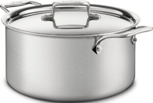 all-clad d5 5-ply brushed stainless steel stockpot 8 quart induction oven broiler safe 600f pots and pans, cookware silver