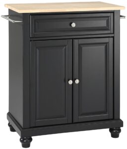 crosley furniture cambridge stainless steel top small rolling kitchen island storage cart, microwave stand, mahogany