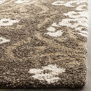 SAFAVIEH Florida Shag Collection Area Rug - 5'3" x 7'6", Smoke & Beige, Floral Design, Non-Shedding & Easy Care, 1.2-inch Thick Ideal for High Traffic Areas in Living Room, Bedroom (SG457-7913)