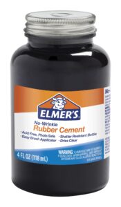 elmer's no-wrinkle rubber cement, clear, brush applicator, 4 ounce