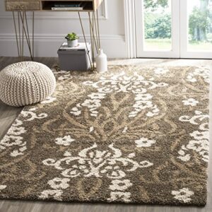 safavieh florida shag collection area rug - 5'3" x 7'6", smoke & beige, floral design, non-shedding & easy care, 1.2-inch thick ideal for high traffic areas in living room, bedroom (sg457-7913)