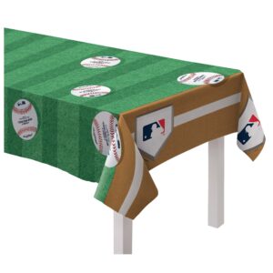 amscan rawlings baseball mlb plastic table cover, 54 x 102