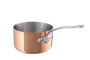 mauviel m'heritage 150 s 1.5mm polished copper & stainless steel sauce pan, and cast stainless steel handle, 0.9-qt, made in france