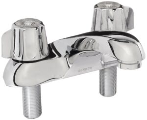 gerber classics two handle centerset 3-hole bathroom faucet with metal handles with hot cold indicators, chrome g0043431, utility lavatory sink faucet