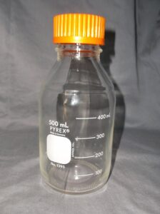 pyrex 500ml round media storage bottles, with gl45 screw cap, ea