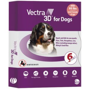 vectra 3d for dogs flea, tick & mosquito treatment & prevention for extra large dogs (over 95 lbs) , 6 month supply