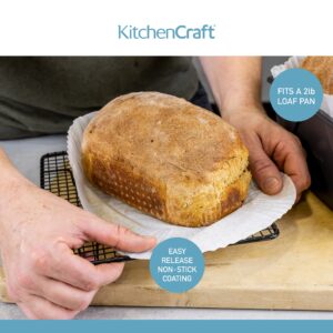 KitchenCraft Loaf Tin Liners, Non Stick, Cake and Bread Tin, 20 x 9 cm, Pack of 40 Liners, White