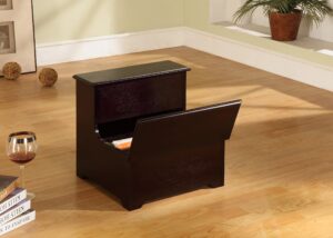 king's brand cherry finish wood bedroom bed storage step stool