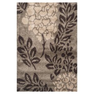 safavieh florida shag collection area rug - 8' x 10', smoke & dark brown, floral design, non-shedding & easy care, 1.2-inch thick ideal for high traffic areas in living room, bedroom (sg456-7928)