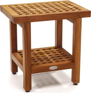 aquateak the original 18" grate teak shower bench with shelf