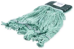 sparta flo-pac cotton mop head, loop-ended, wide band with green band for organized cleaning, medium, green