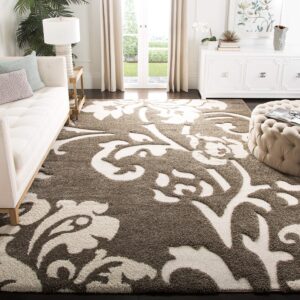 safavieh florida shag collection area rug - 8' x 10', smoke & beige, floral design, non-shedding & easy care, 1.2-inch thick ideal for high traffic areas in living room, bedroom (sg458-7913)