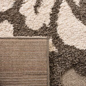 SAFAVIEH Florida Shag Collection Area Rug - 8' x 10', Smoke & Beige, Floral Design, Non-Shedding & Easy Care, 1.2-inch Thick Ideal for High Traffic Areas in Living Room, Bedroom (SG464-7913)