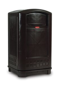 rubbermaid commercial products plaza trash can, 50 gal, black plastic, outdoor for stadiums/parks/shopping plazas